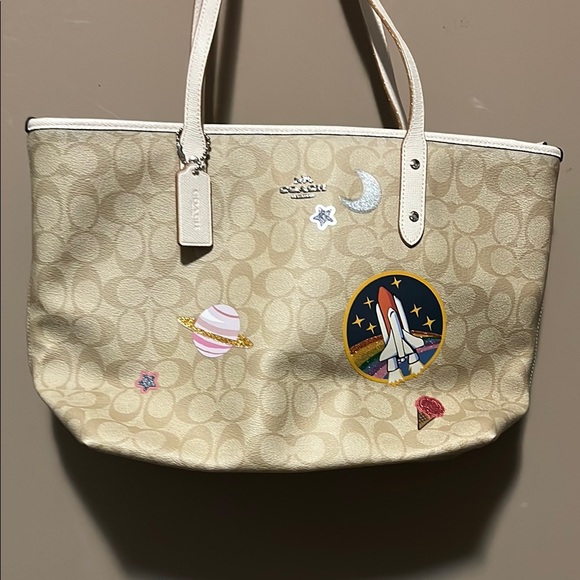 Coach | Bags | Coach Nasa City Zip Cream And White Tote Bag With ...